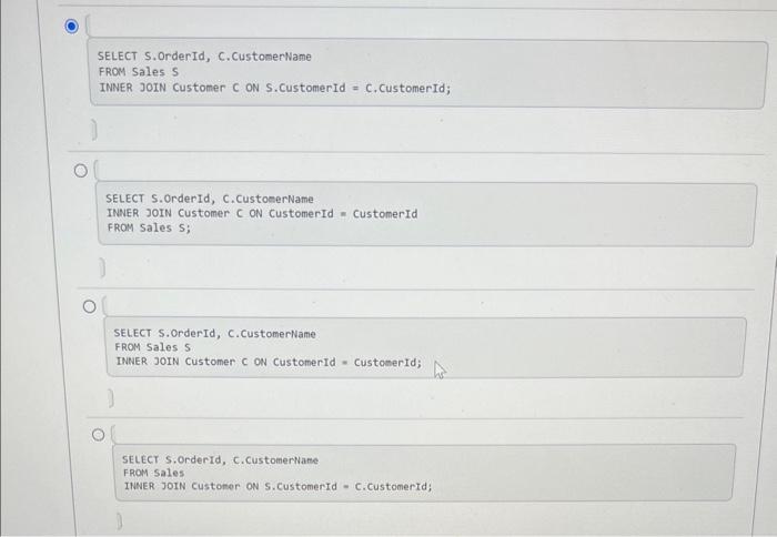 Solved Refer to the tables. Which query produces the result | Chegg.com