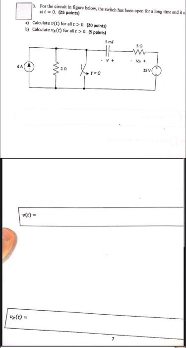 Solved 1. For the circuit in figure below, the switch has | Chegg.com