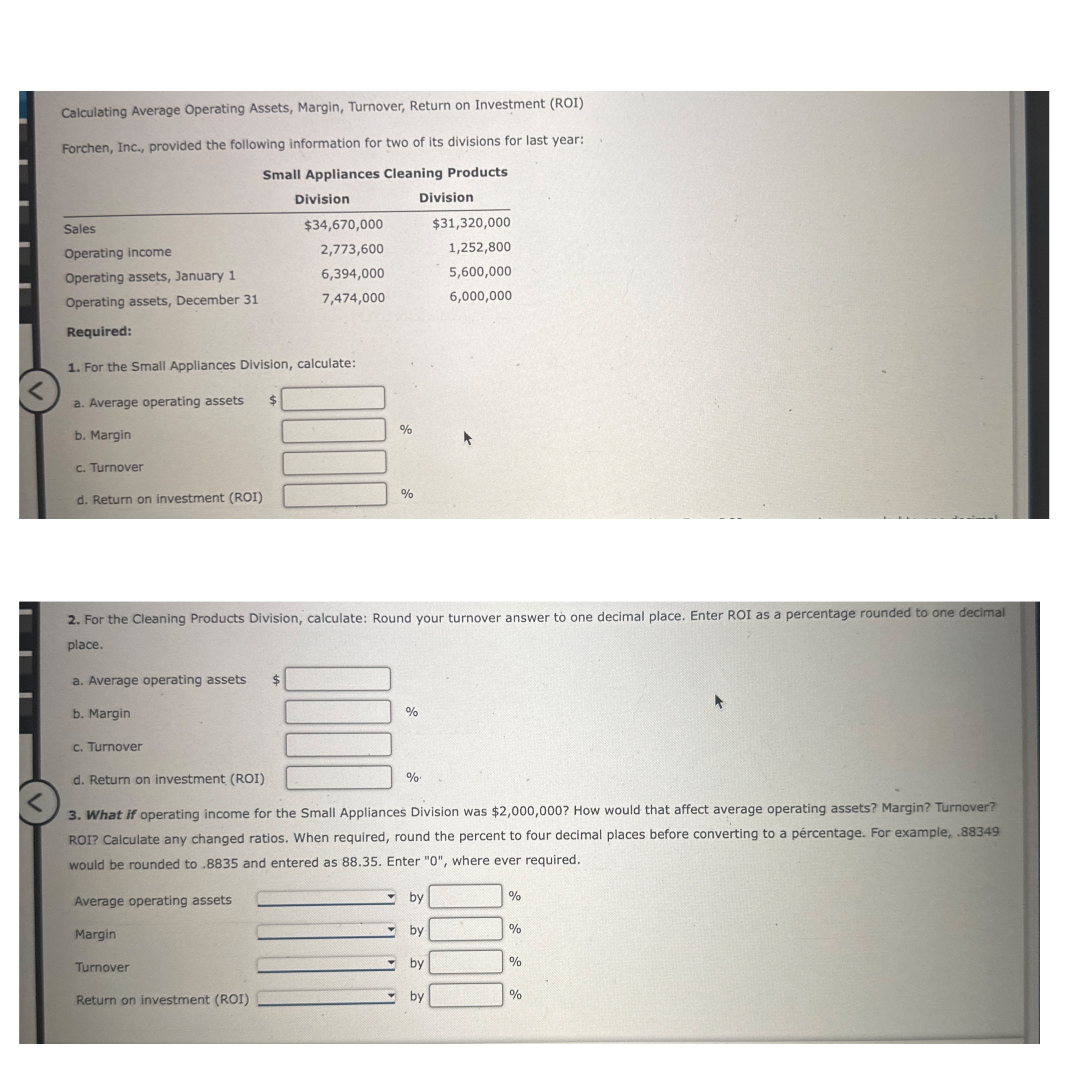 Calculating Average Operating Assets, Margin, | Chegg.com