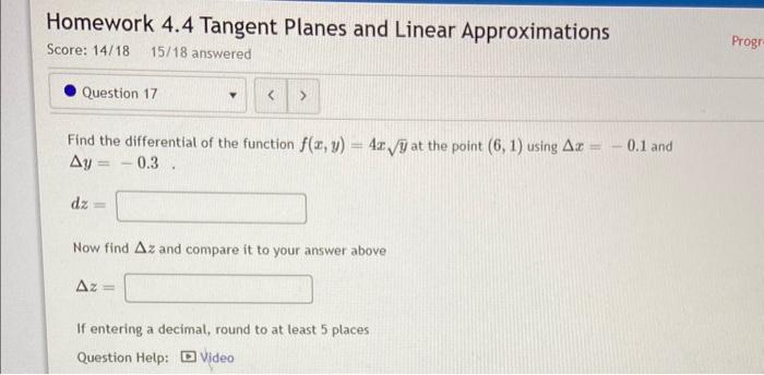 Solved Homework 4 4 Tangent Planes And Linear Approximations