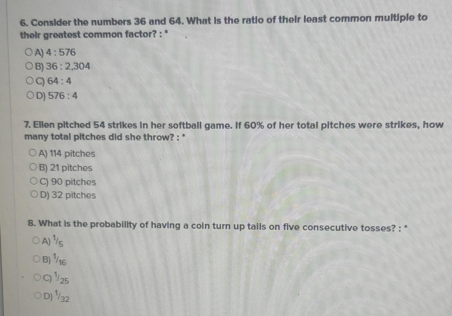 Solved 6. Consider the numbers 36 and 64. What is the ratio | Chegg.com
