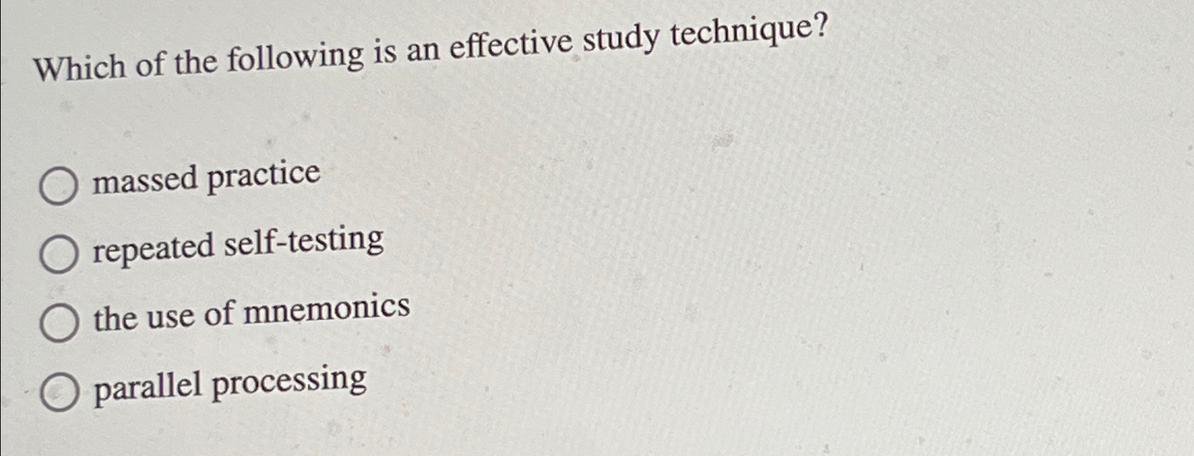 Solved Which of the following is an effective study | Chegg.com