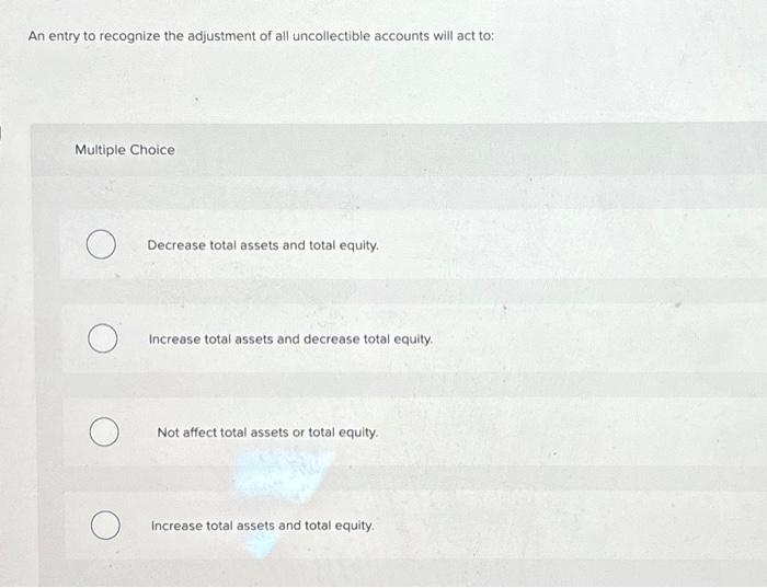 Solved An entry to recognize the adjustment of all | Chegg.com