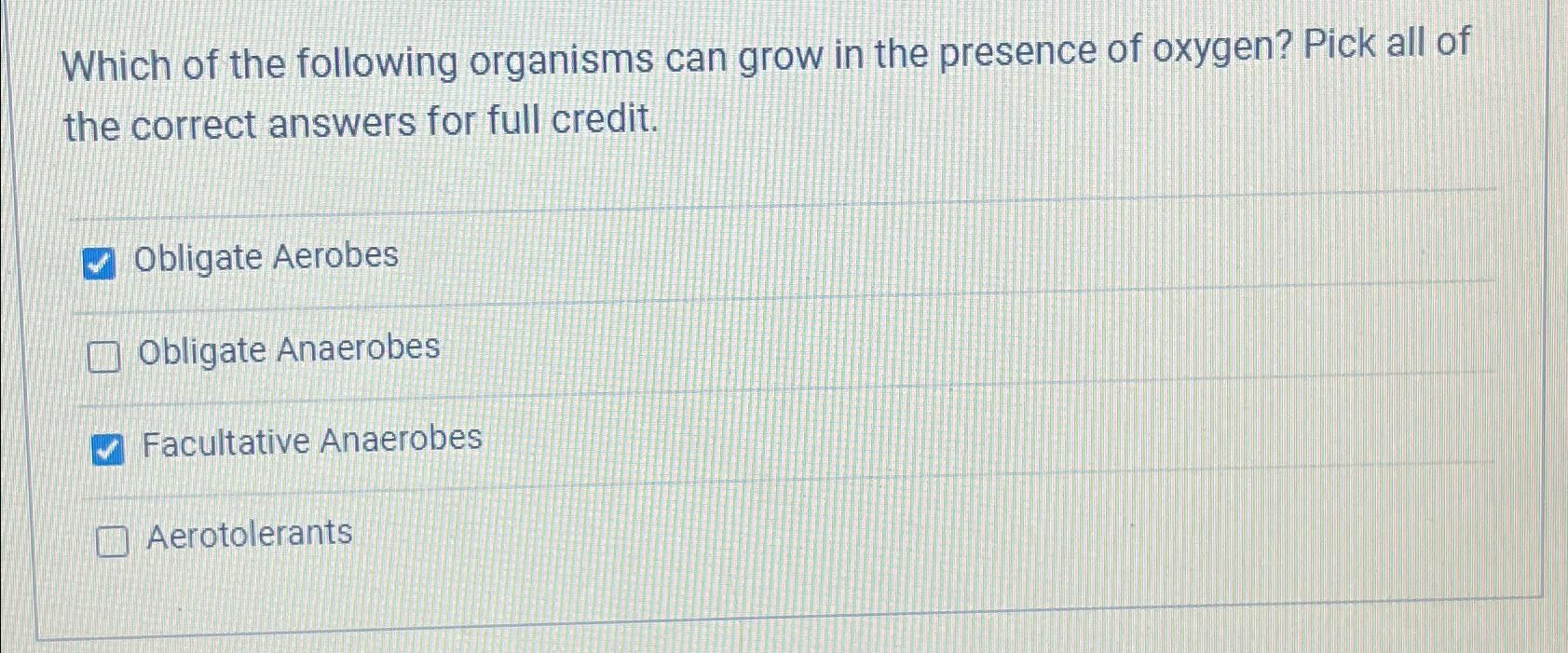 Solved Which of the following organisms can grow in the | Chegg.com