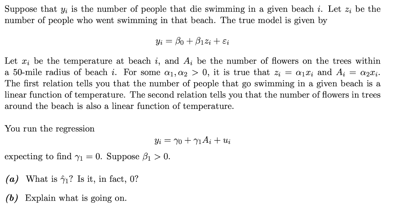 Solved Suppose that yi is ﻿the number of ﻿people that die | Chegg.com