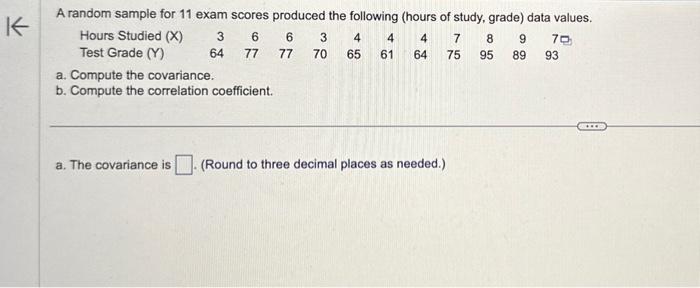 Solved a. Compute the covariance. b. Compute the correlation | Chegg.com