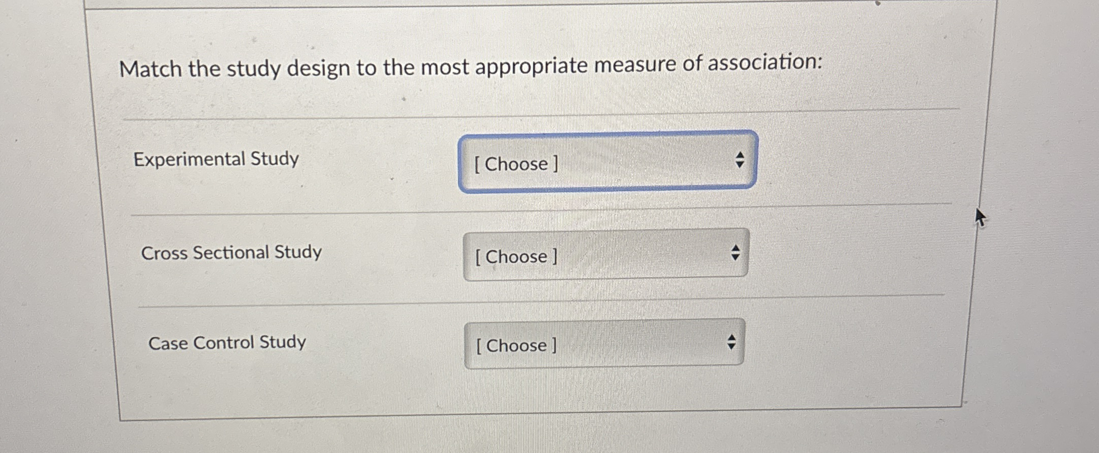 Solved Match the study design to the most appropriate | Chegg.com
