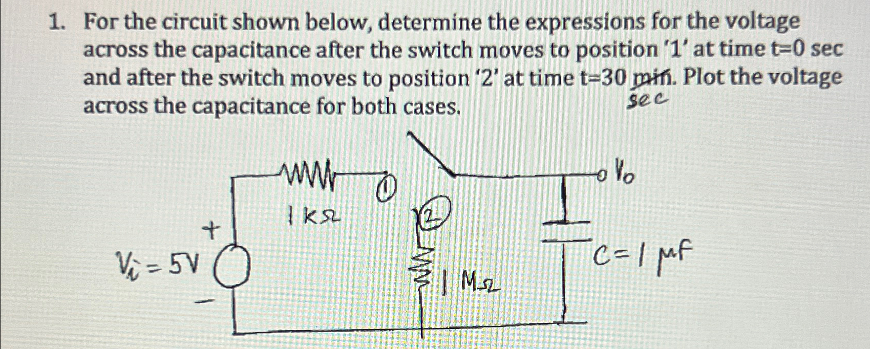 Solved For the circuit shown below, determine the | Chegg.com