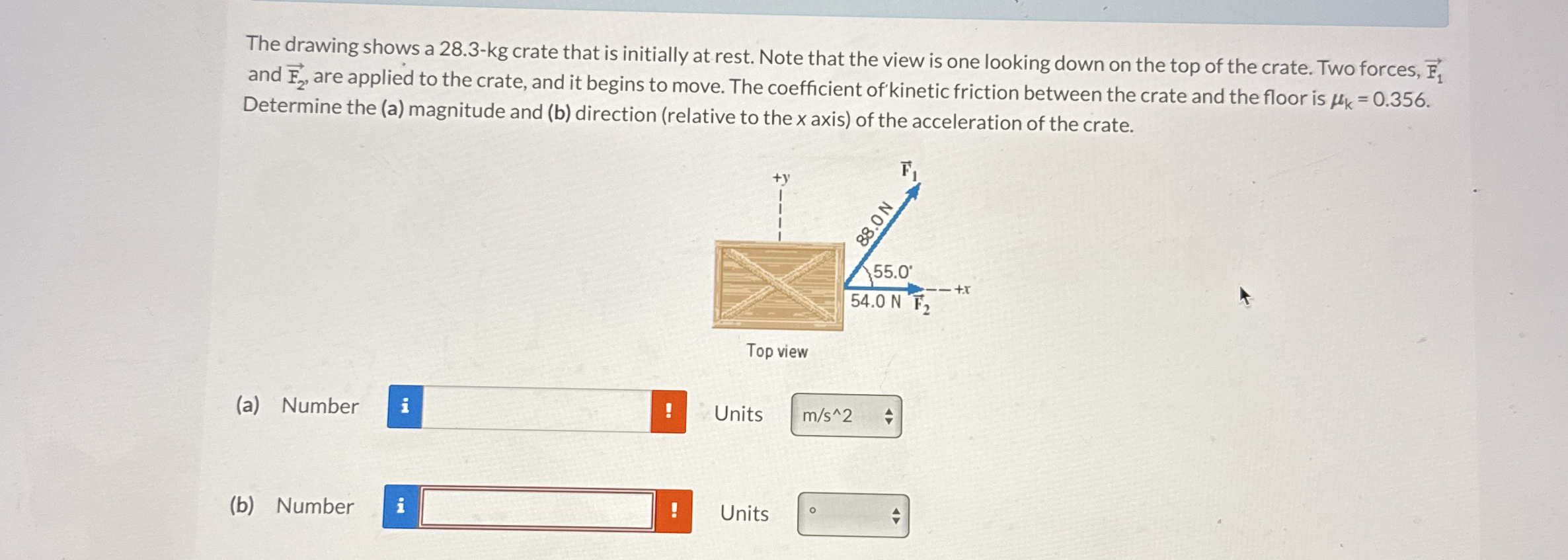 The drawing shows a 28.3-kg ﻿crate that is initially | Chegg.com