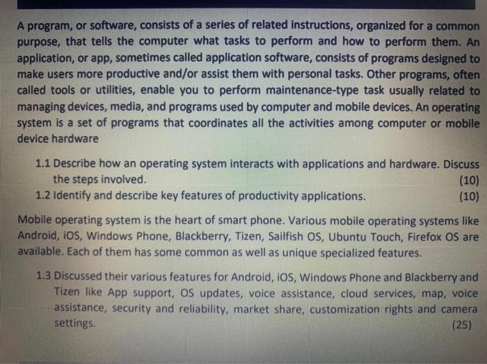 Solved A program, or software, consists of a series of | Chegg.com
