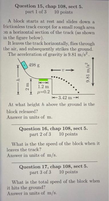Solved A block starts at rest and slides down a frictionless | Chegg.com