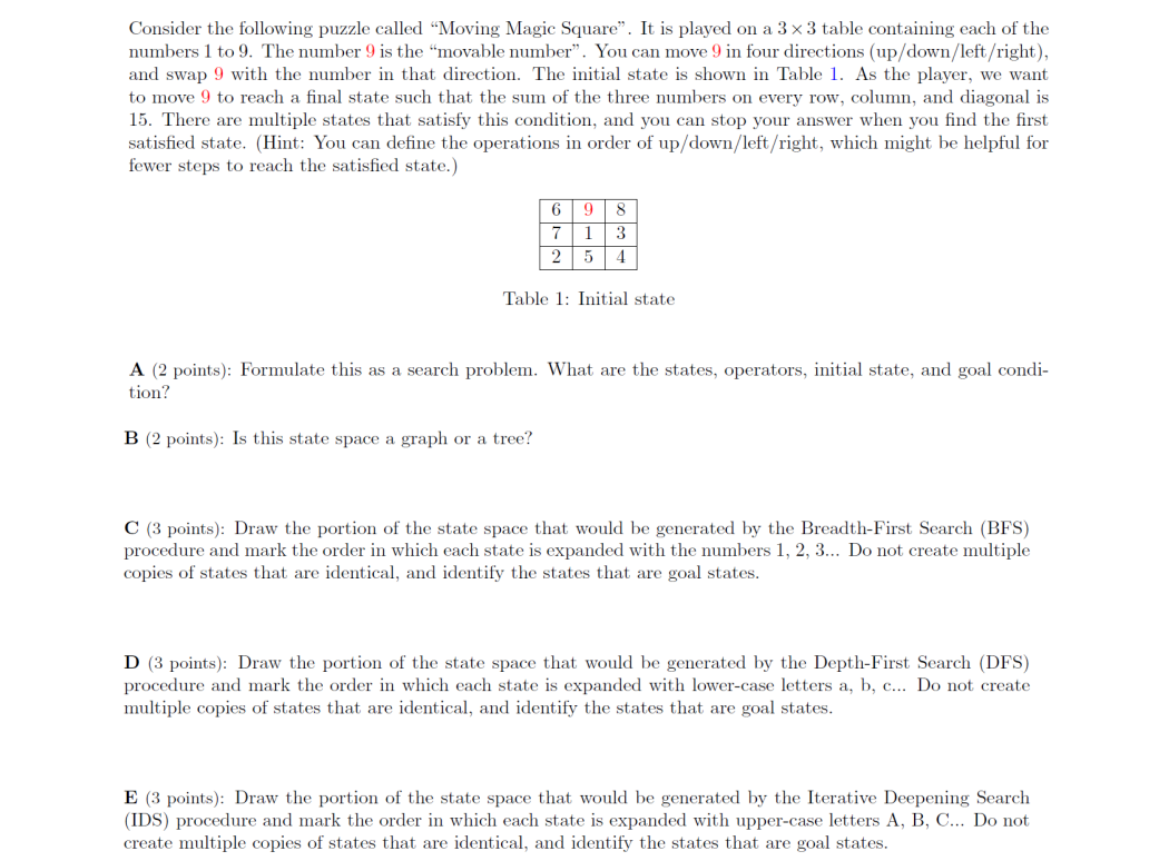 Solved Consider the following puzzle called "Moving Magic | Chegg.com