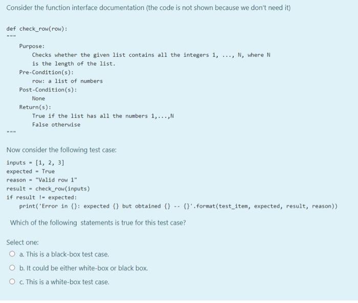 Solved Consider the function interface documentation (the | Chegg.com