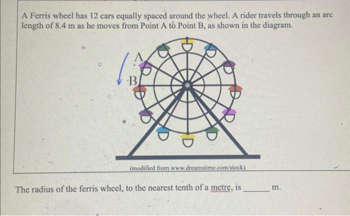 Solved A Ferris wheel has 12 cars equally spaced around the | Chegg.com