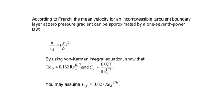 Solved According to Prandtl the mean velocity for an | Chegg.com