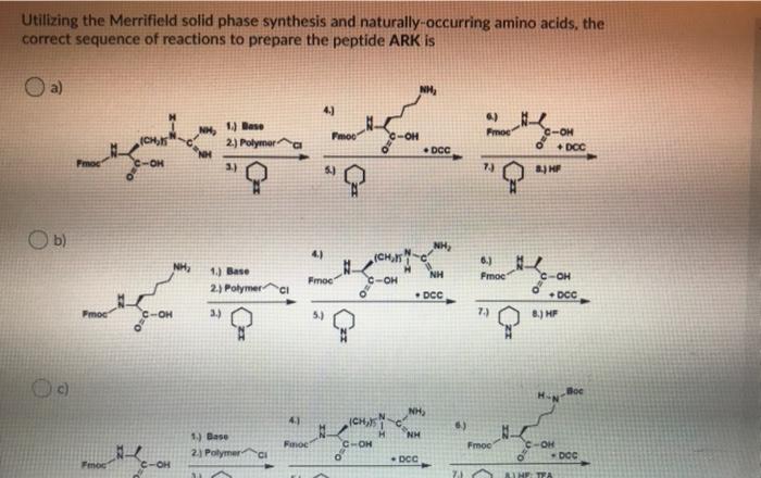 Solved Utilizing the Merrifield solid phase synthesis and | Chegg.com