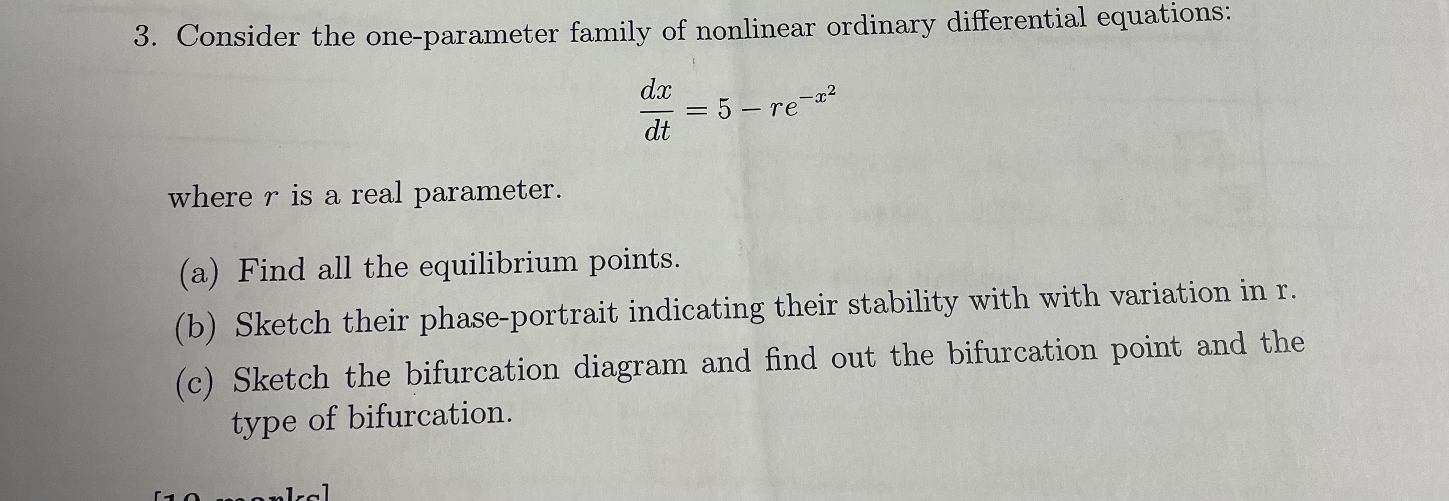 Solved Consider the one-parameter family of nonlinear | Chegg.com