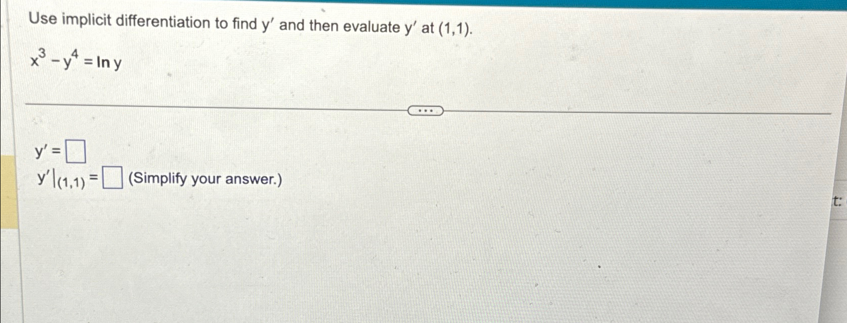Solved Use implicit differentiation to find y' ﻿and then | Chegg.com