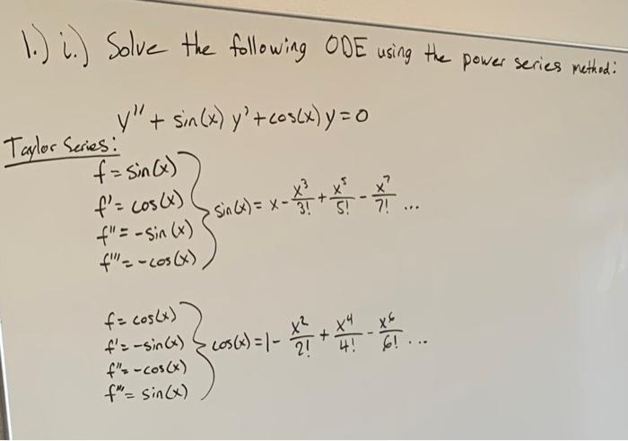 1.) i.) Solve the following ODE using the power | Chegg.com