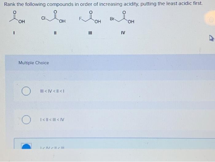 Solved Rank the following compounds in order of increasing | Chegg.com