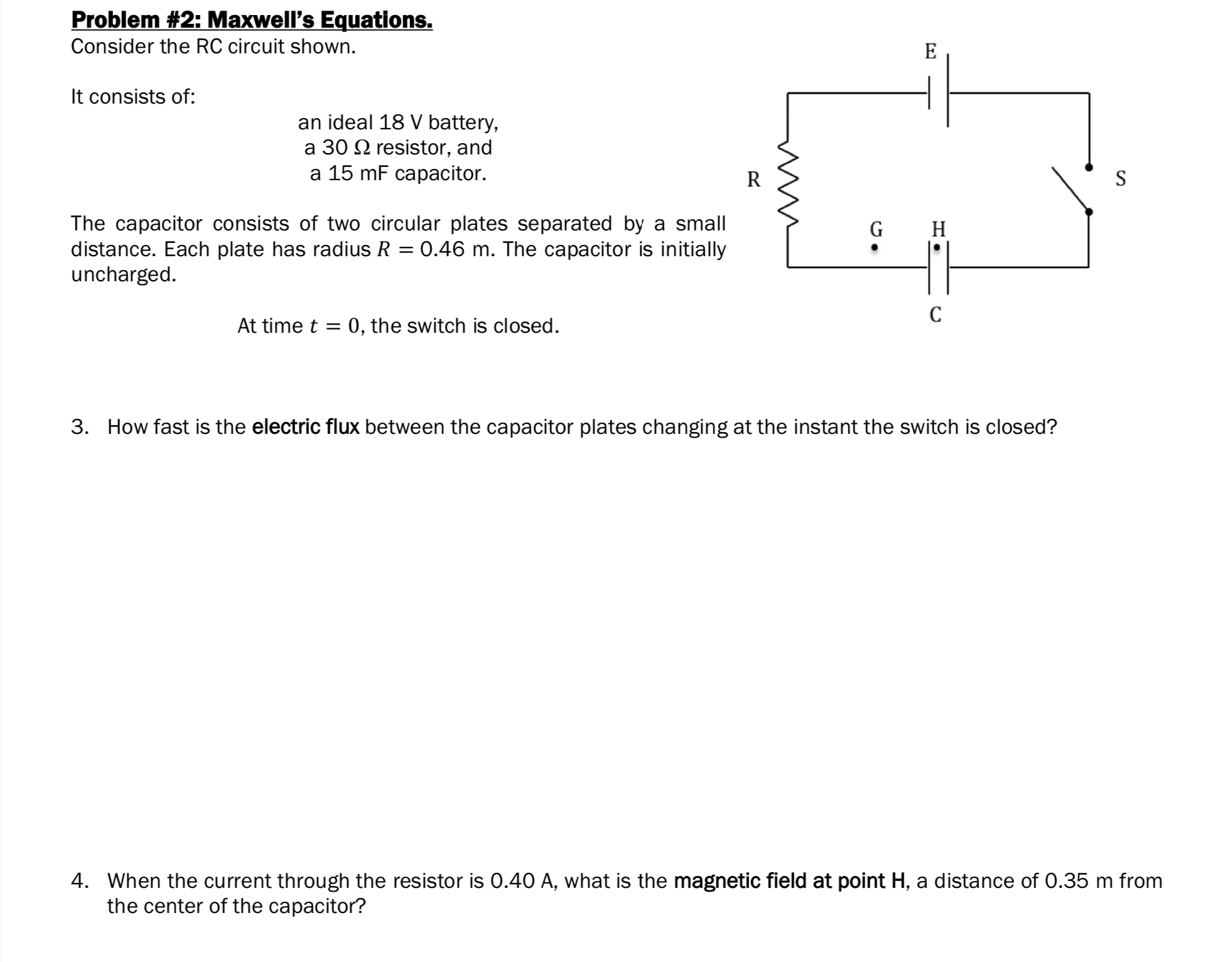 Solved Problem #2: Maxwell's Equations.Consider the RC | Chegg.com