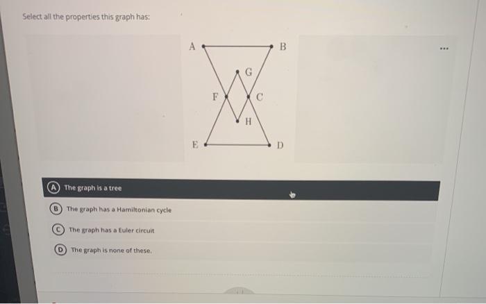 Solved Select all the properties this graph has: A B G F E D | Chegg.com
