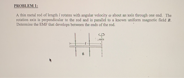 Solved PROBLEM 1: A thin metal rod of length / rotates with | Chegg.com