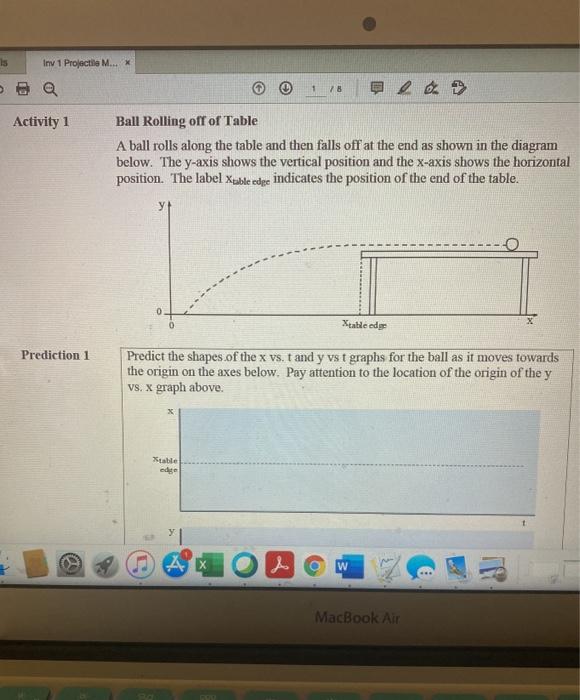 Solved is Inv 1 Projectile M... 1 78 Activity 1 Ball Rolling | Chegg.com