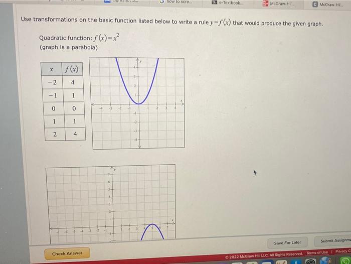 Solved Use transformations on the basic function listed | Chegg.com