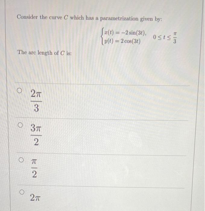 Solved Consider the curve C which has a parametrization | Chegg.com