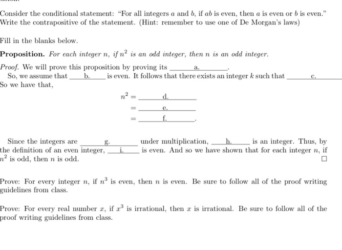 Solved Consider the conditional statement: "For all integers | Chegg.com