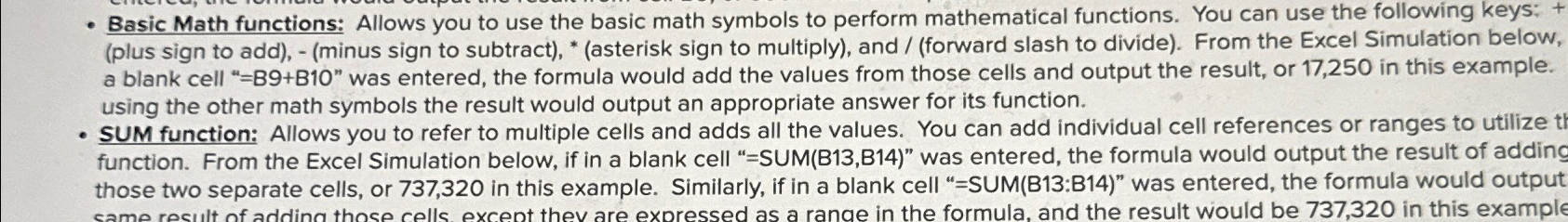 Solved Basic Math functions: Allows you to use the basic | Chegg.com
