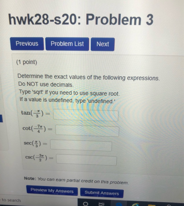 Solved Hwk28 S20 Problem 3 Previous Problem List Next 1 9577
