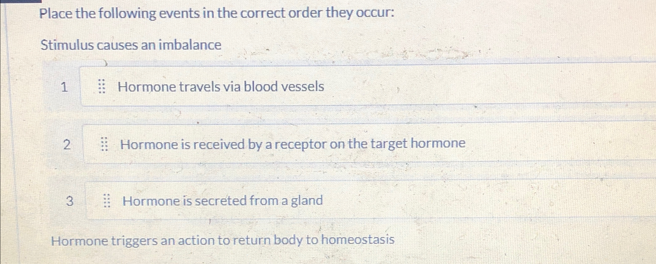 Solved Place the following events in the correct order they | Chegg.com