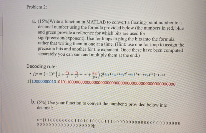Solved Problem 2: a. (15%)Write a function in MATLAB to | Chegg.com