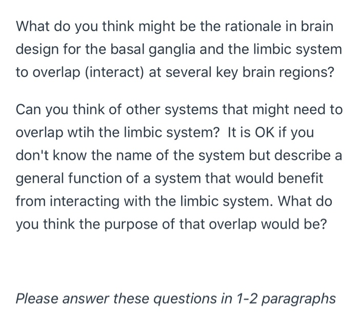 Solved What do you think might be the rationale in brain | Chegg.com