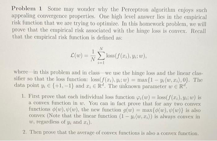 Problem 1 Some may wonder why the Perceptron | Chegg.com