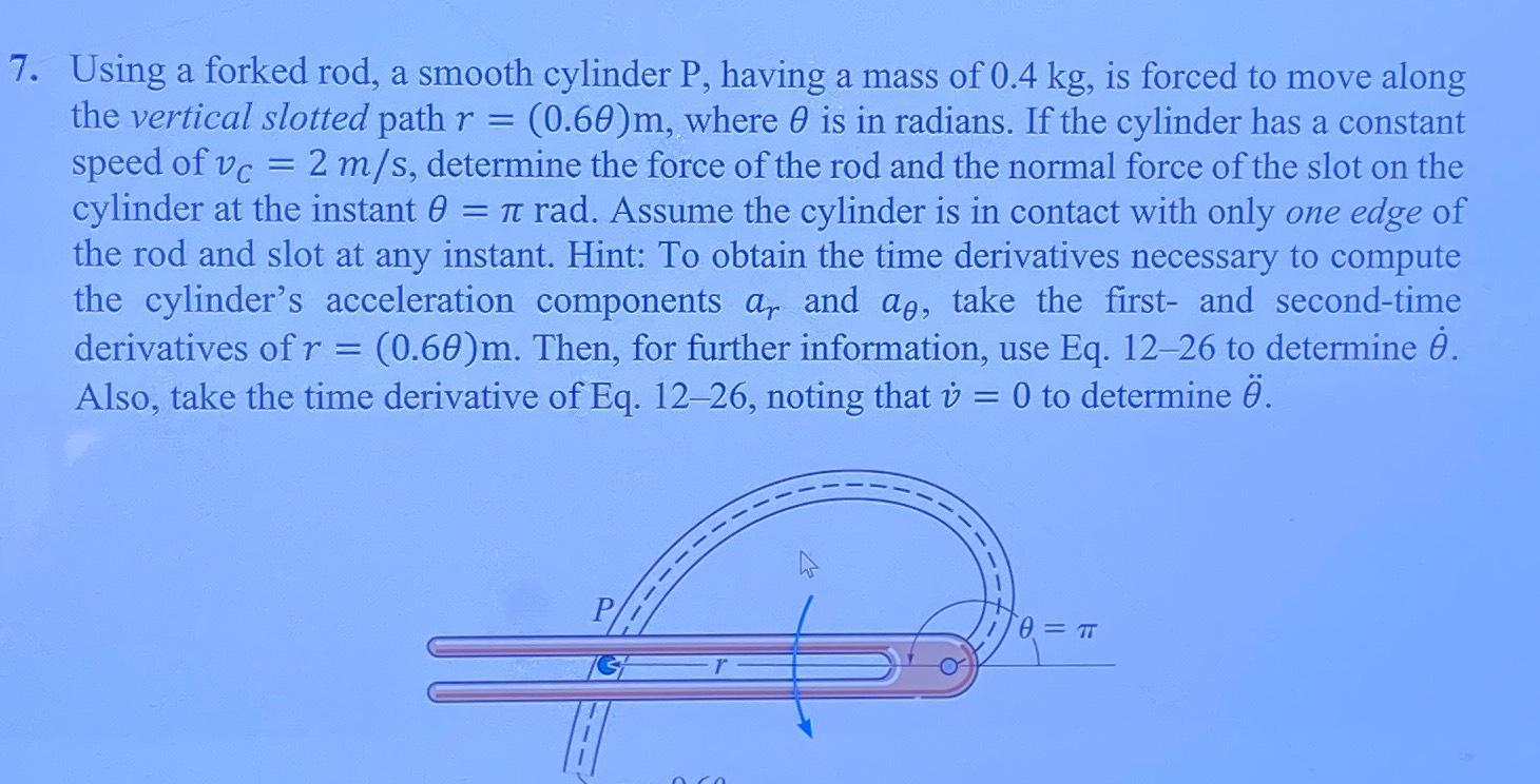 Solved Using a forked rod, a smooth cylinder P, ﻿having a | Chegg.com