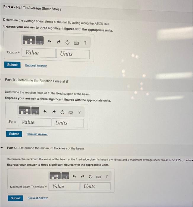 Solved Determine the average shear stress at the nail tip | Chegg.com