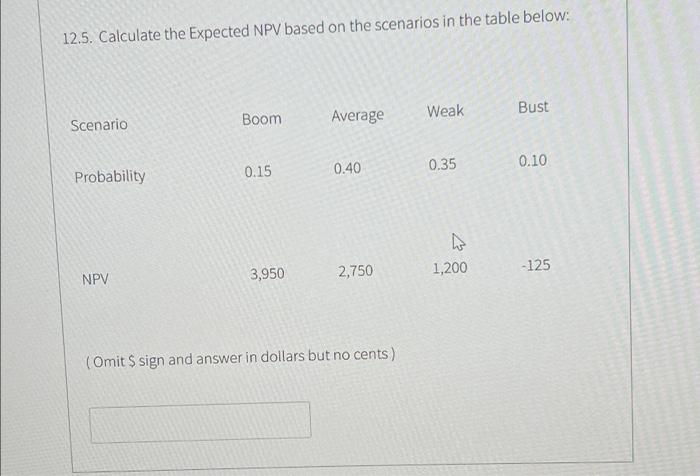 Solved 12.5. Calculate the Expected NPV based on the | Chegg.com