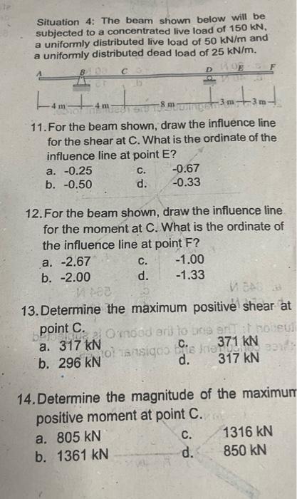 Solved Situation 4: The beam shown below will be subjected | Chegg.com