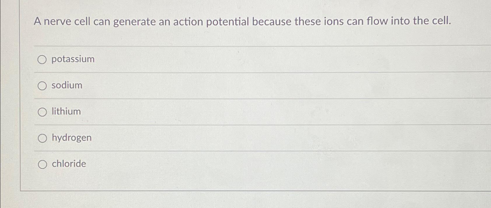 Solved A nerve cell can generate an action potential because | Chegg.com