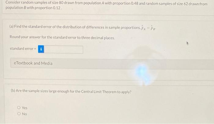 Solved Consider random samples of size 80 drawn from | Chegg.com