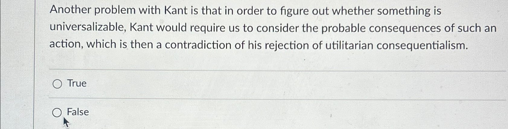 Solved Another problem with Kant is that in order to figure | Chegg.com