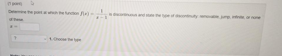 Solved (1 ﻿point)Determine the point at which the function | Chegg.com