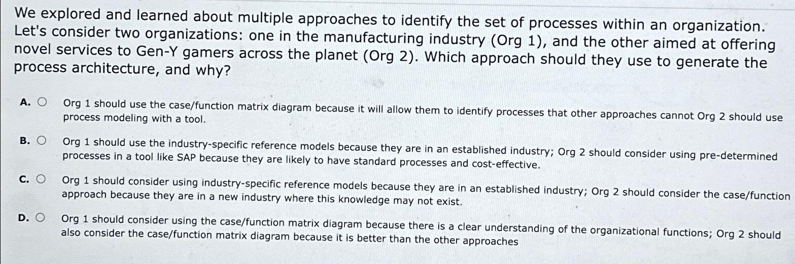 Solved We explored and learned about multiple approaches to | Chegg.com