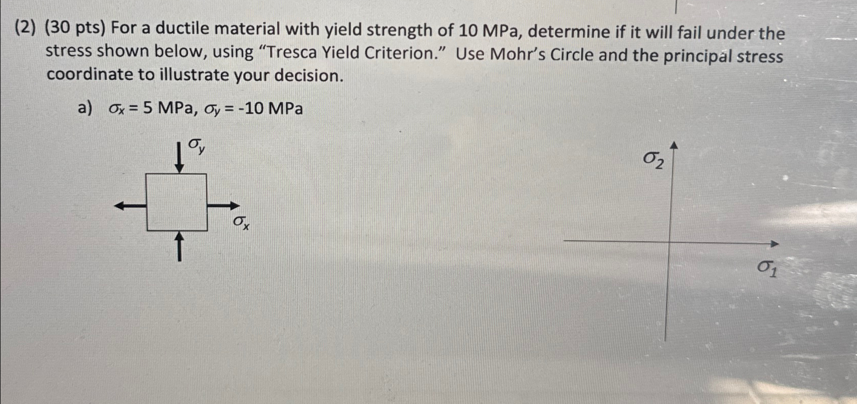 Solved (2) (30 ﻿pts) ﻿For a ductile material with yield | Chegg.com