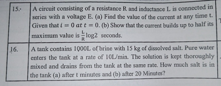Solved \table[[15.,\table[[A circuit consisting of a | Chegg.com