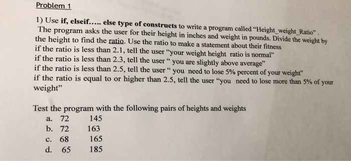 Solved Problem 1 1) Use if, elseif..... else type of | Chegg.com