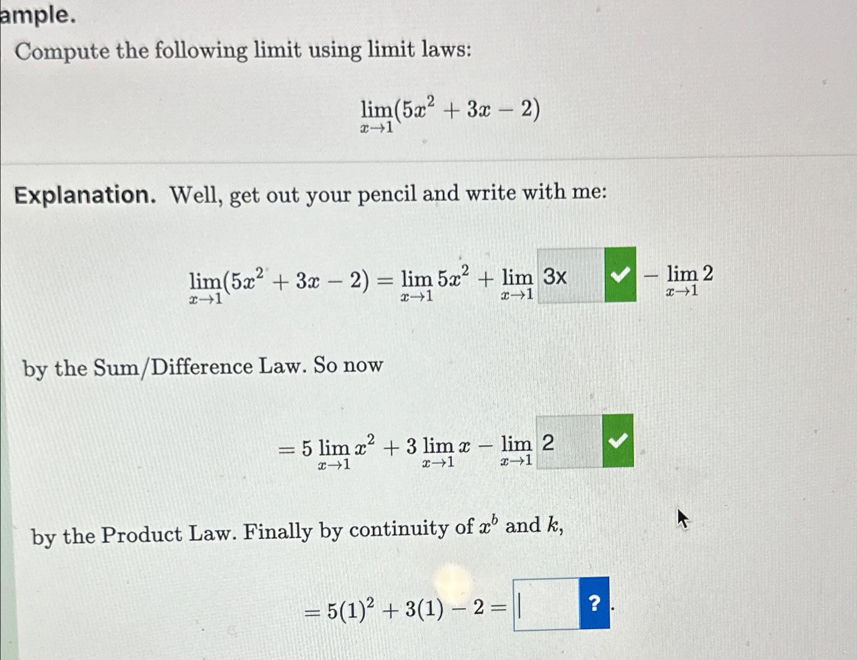 Solved ample.Compute the following limit using limit | Chegg.com